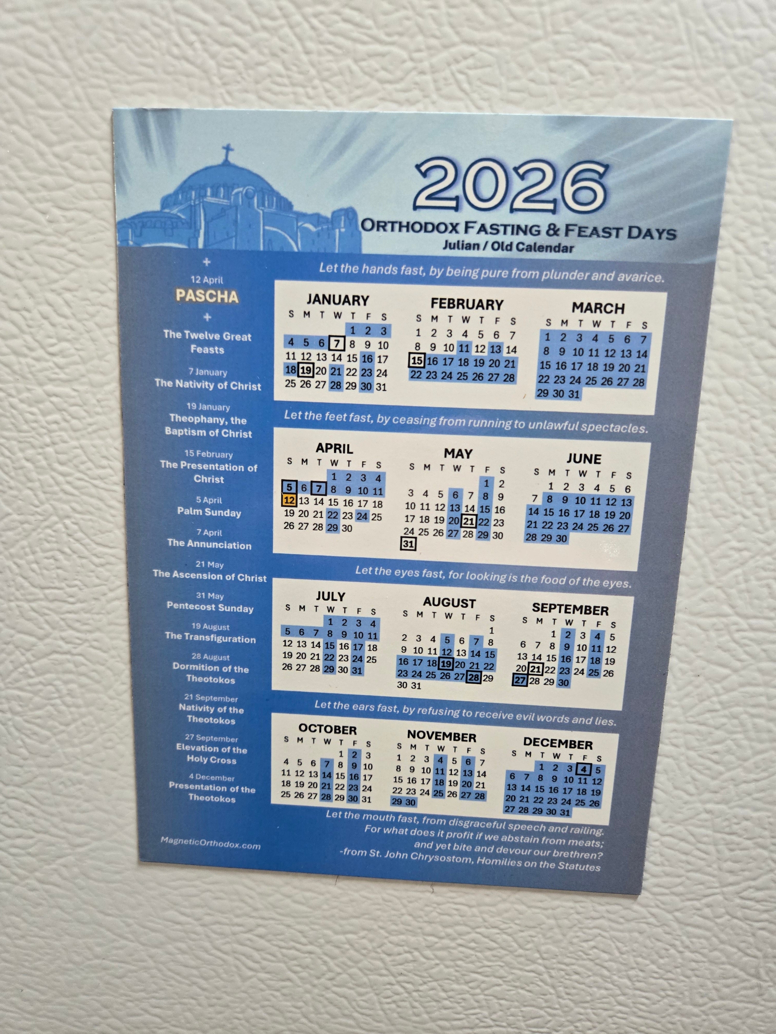 Parish Pack - Save 50% - 20 magnets, 5x7 Old Calendar – Magnetic Orthodox